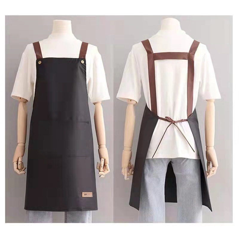 Kitchen Apron Hang Neck Sleeveless Waterproof Oil-proof Large Pocket ...