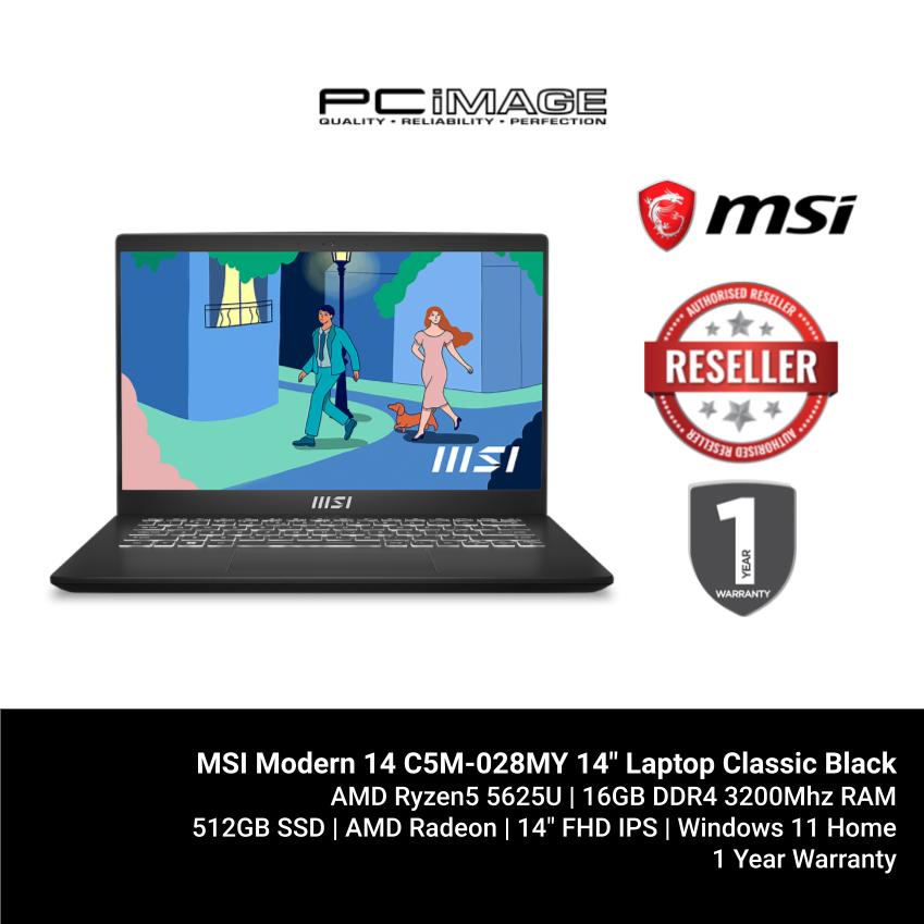 MSI Modern 14 C5M-028MY 14" Laptop Classic Black (R5-5625U, 16GB ...