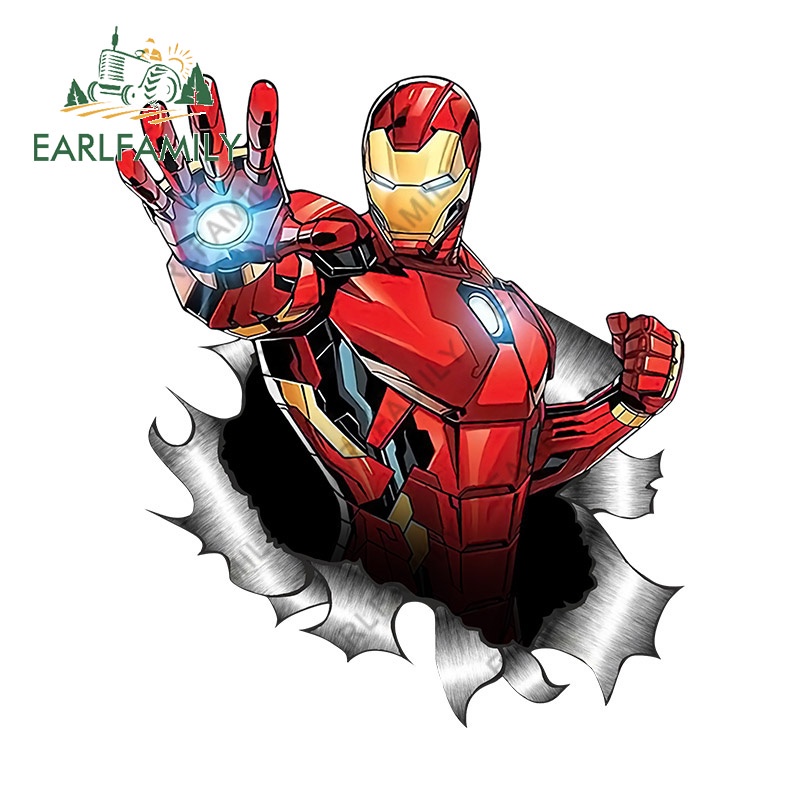 EARLFAMILY 13cm Iron Man Car Sticker Personality Occlusion Scratch ...