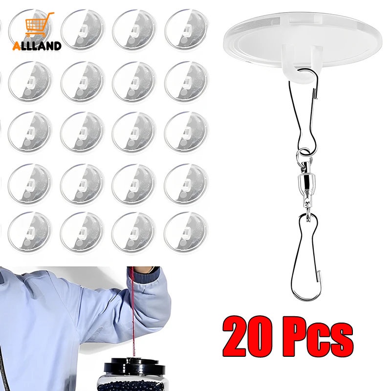 20Pcs/set Ceiling Strong Hook/ Transparent Seamless Hanging Hooks/ Self ...
