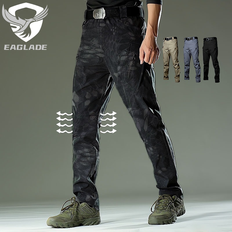 Tactical Cargo Pants for Men Stretchable Waterproof Slim Fit In Black ...