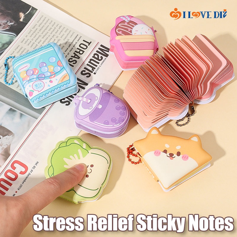 Random Color Cute Key Chain Sticky Notes/ Animal Stress Relief Memo ...
