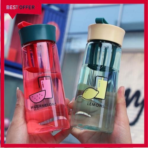 Transparent Plastic Water Drinking Bottle 650ML Cute Design School ...