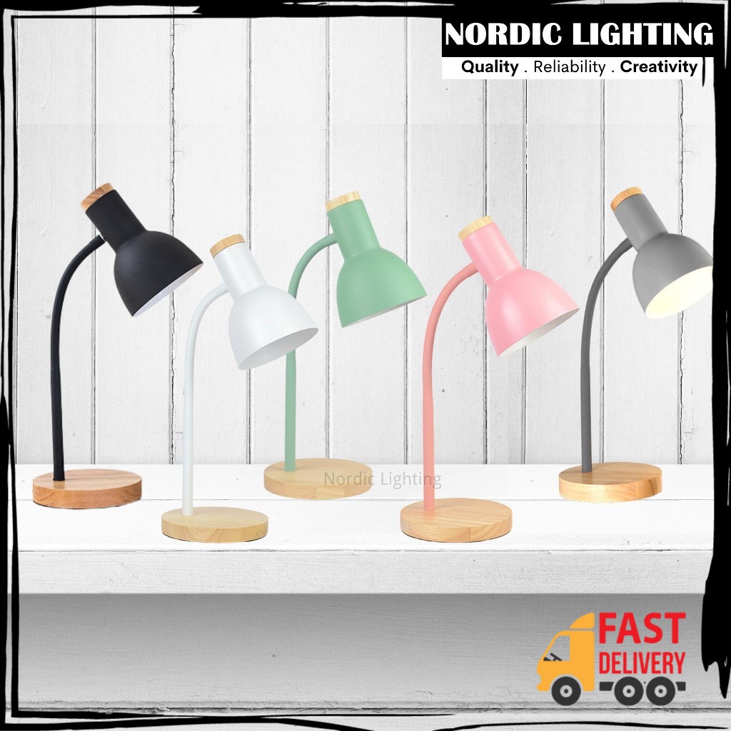 Nordic Lighting Modern Colorful Creative Wooden Table Lamp Study Room ...