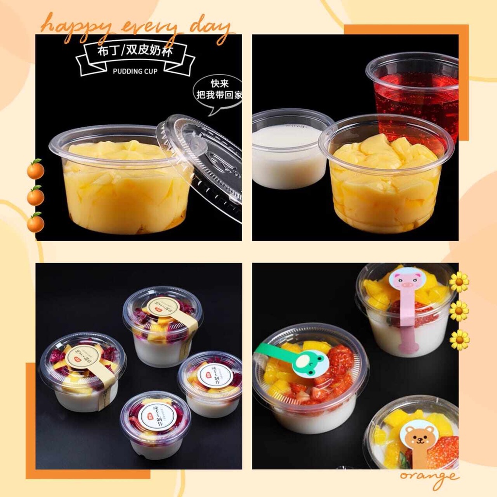 50PCS Pudding Jelly Cups Disposable Plastic Cup Dessert Container with ...