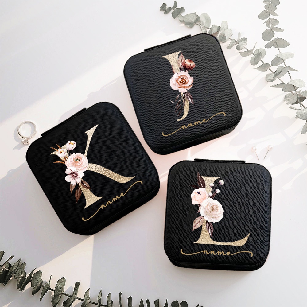 Personalized Custom Name Jewelry Box Ring Boxes Travel Girls Jewellery ...