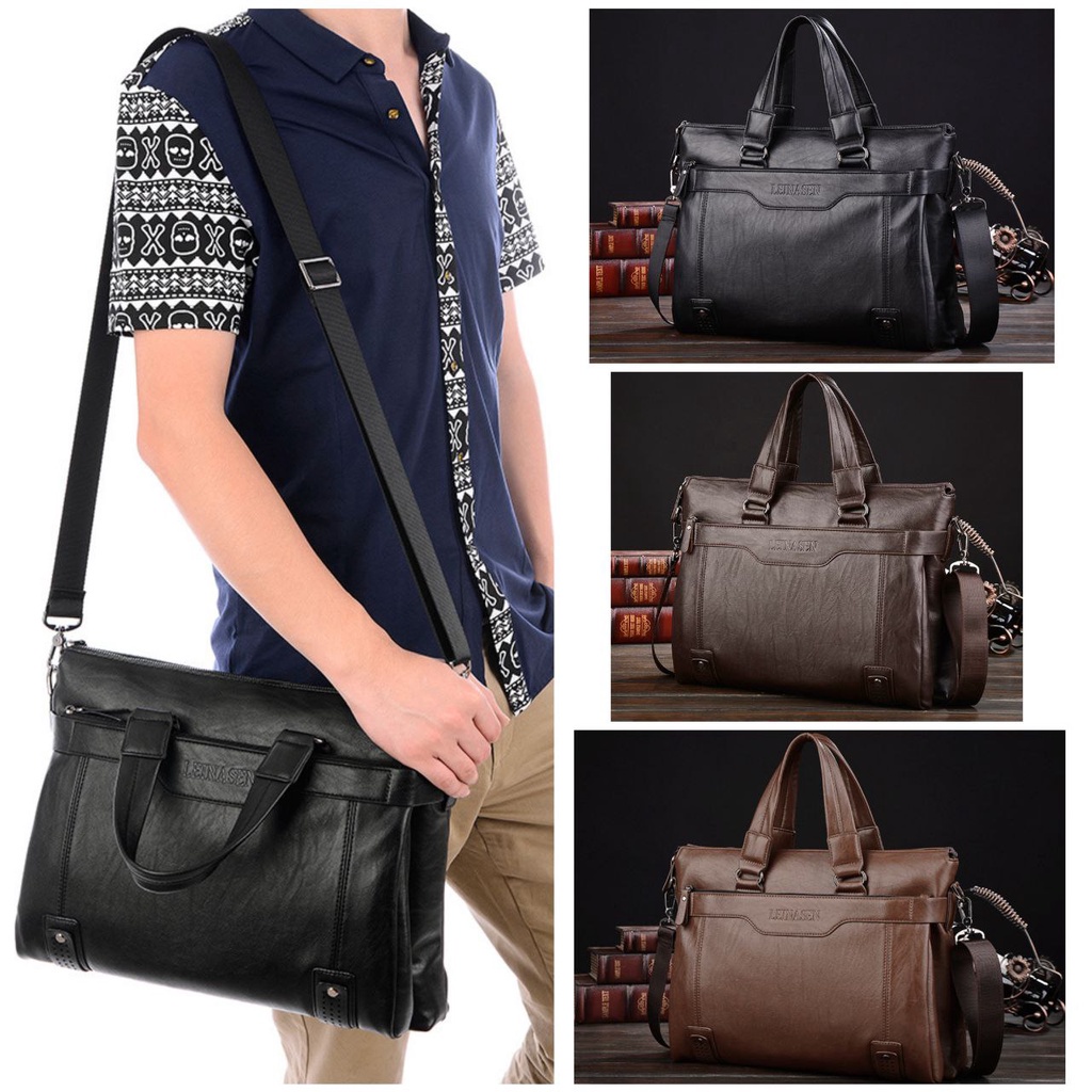 Luxury Men Leather Briefcase Bag Shoulder Man Business Office Bags Beg ...