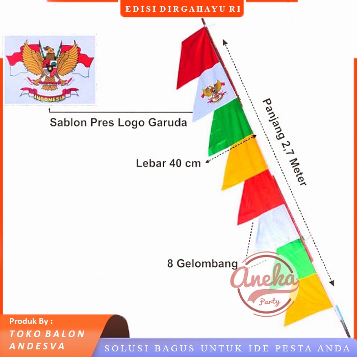 HIJAU Zig zag garuda Green Yellow Pennant Flag/garuda HUT Cloth Flag ...