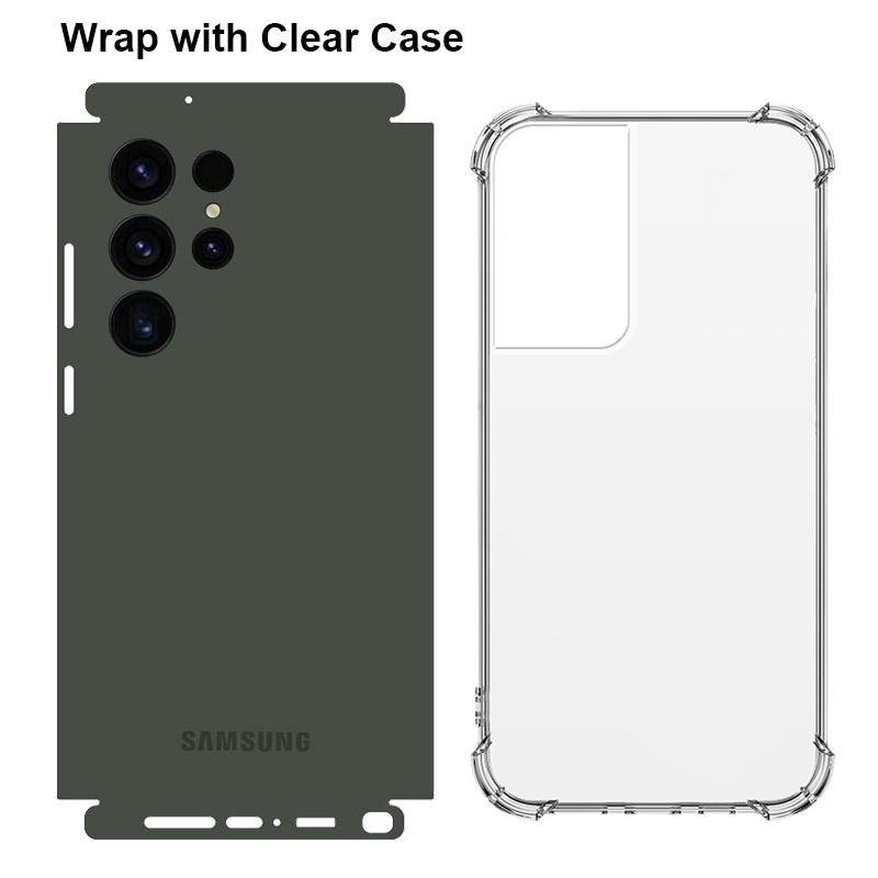 Plain Color Decal Skin with Transparent Case for Samsung Galaxy S23 S22 ...
