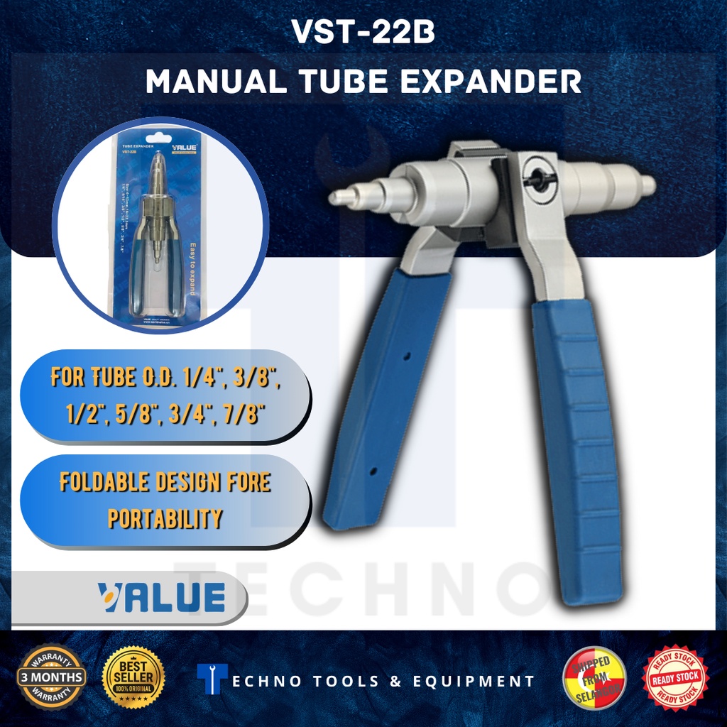VALUE VST-22B 1/4" 3/8" 1/2" 5/8" 3/4" 7/8" Manual Tube Expander ...