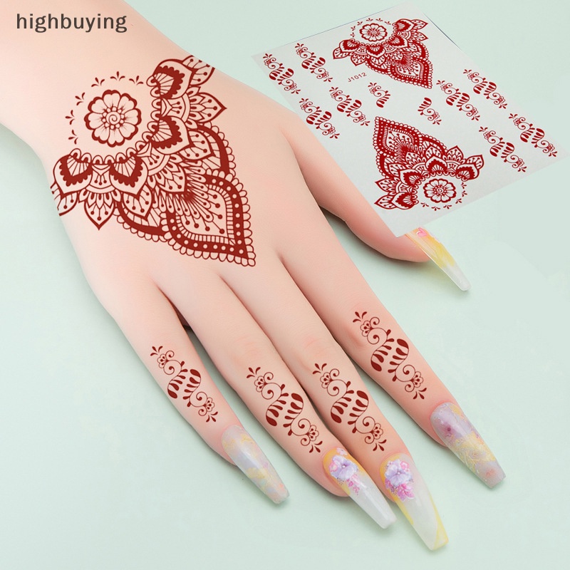 HBMY Red Henna Temporary Tattoos for Women Flower Mandala Mehndi ...