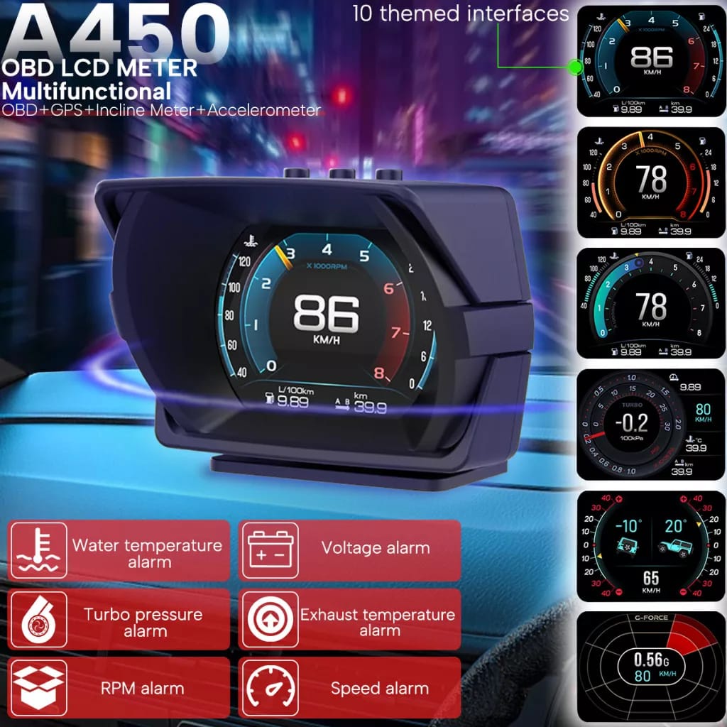A450 OBD2 Meter Gauge Meter OBD Meter Car GPS Alarm Speed Gauge display ...