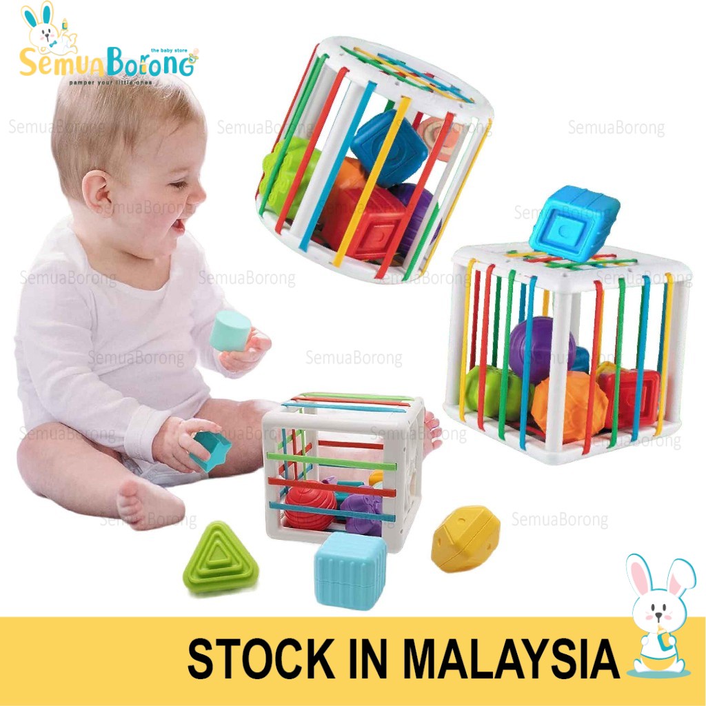 Baby Kids Rubik Sorter Cube Educational Shape Rainbow Grasping Training ...