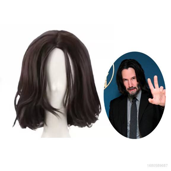 Jason John Wick Chapter 4 John Wick Cosplay Wig Brown Black Short Curly ...