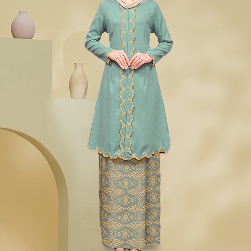 Baju Kurung Green Tea Baju Raya 2023 Baju Kebaya Nursing/Breastfeeding ...