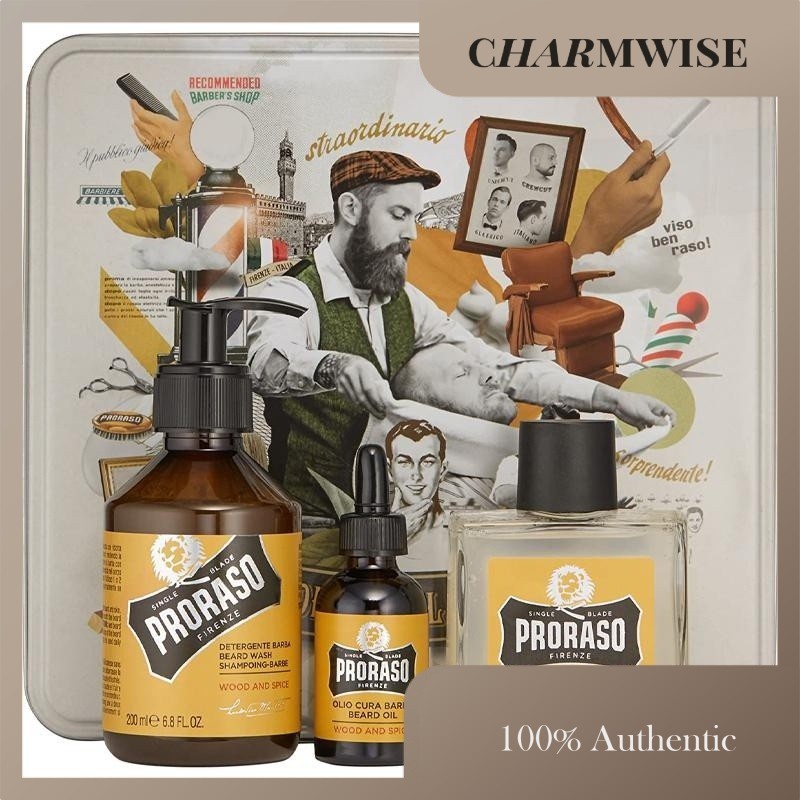 Proraso Vintage Metal Box Beard Care Kit (Wood & Spice) Proraso Metal ...