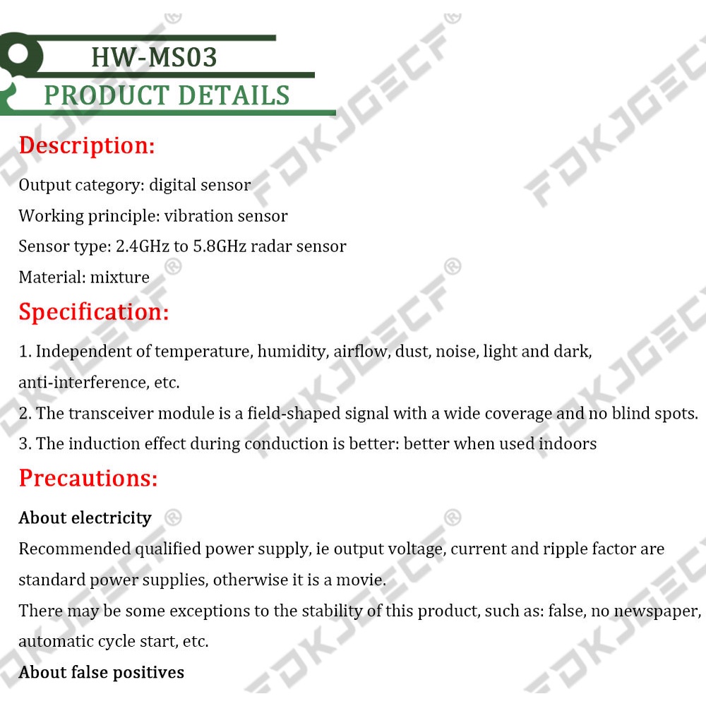 Motion Radar Sensor HW-MS03 2.4GHz to 5.8GHz Human Body Induction Switch RCWL-0516 Microwave ...