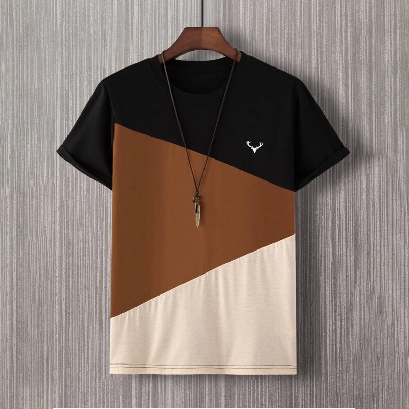 Patchwork Shirt Simple Men's T-shirt 3D Print Short Sleeve Sweatshirt ...