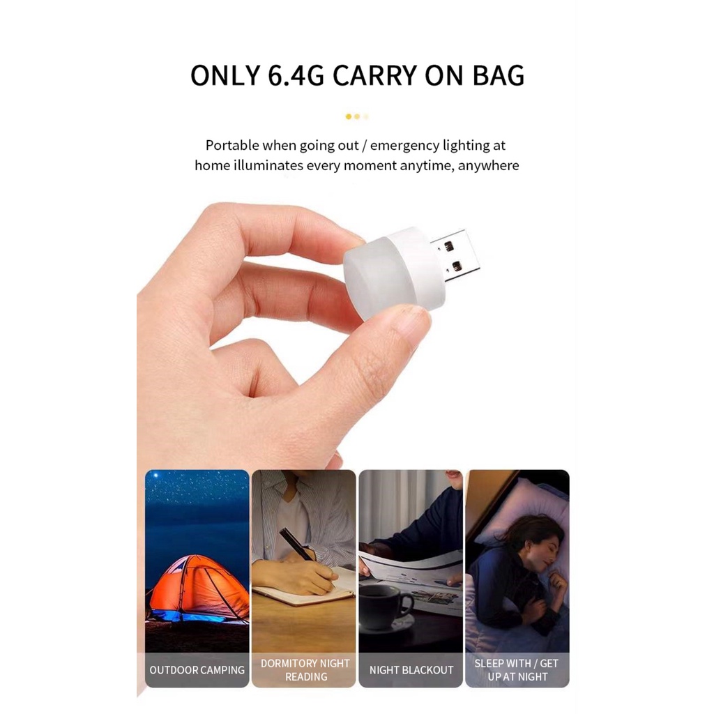 Mini USB Light Portable Super Bright LED Warm White Color Night Light ...