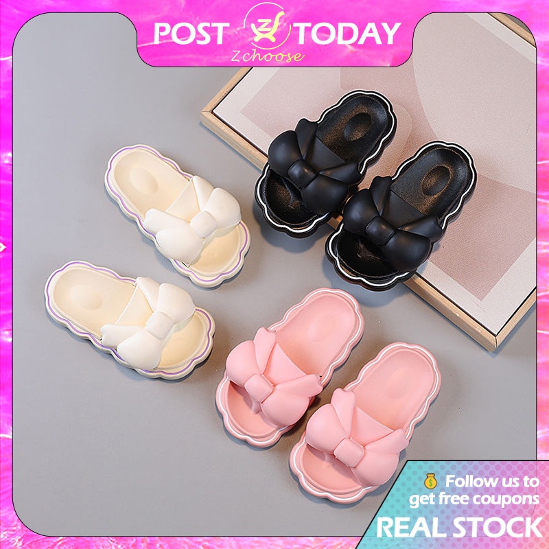 Ready Stock Kids Slippers Solid Bow Princess Slippers Girl Slippers ...