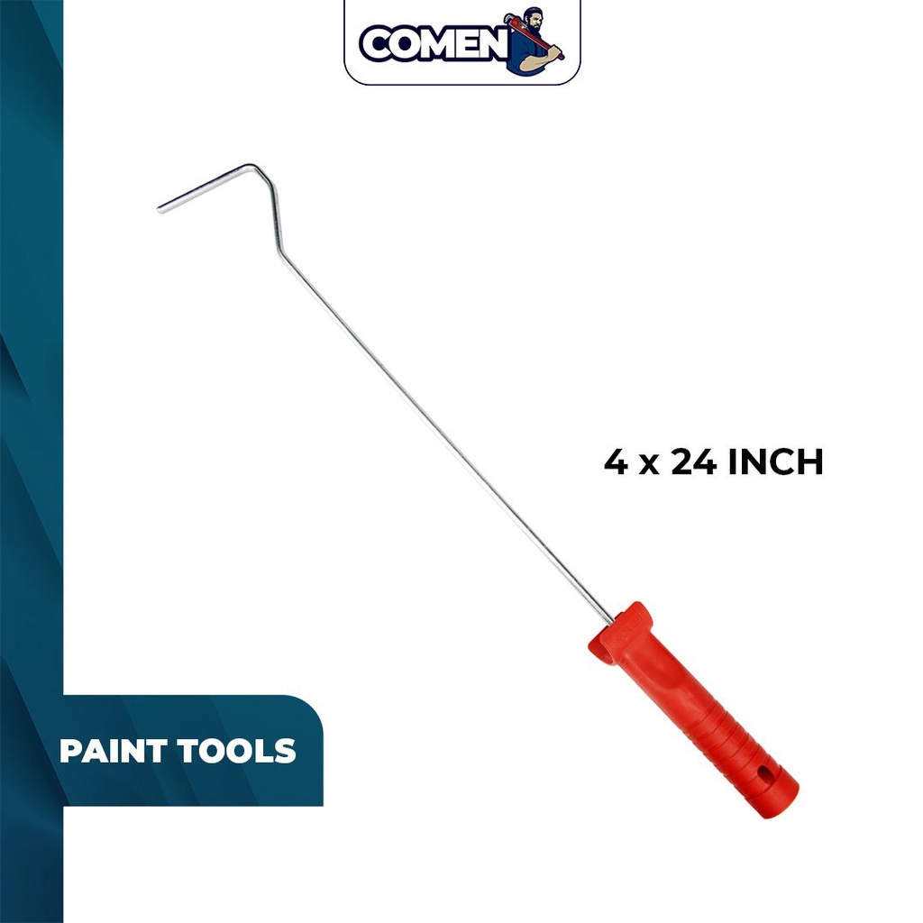 Paint Roller Handle 4 Inch x 24 Inch Maroon Universal Steel Plastic ...