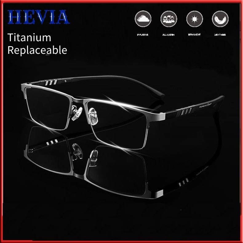 HEVIA Titanium Eyeglasses Frame Men's and Women's Comfortable Big Face ...