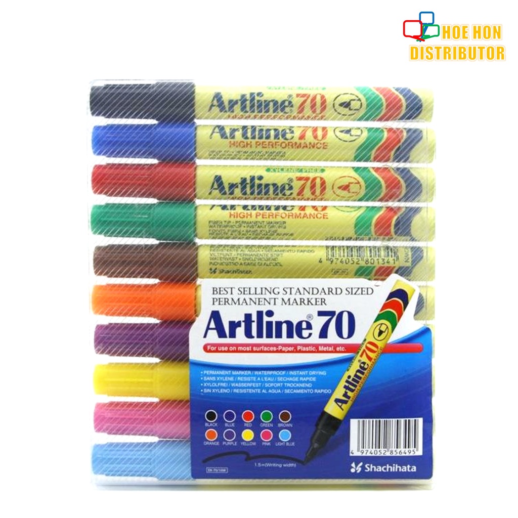 Artline Permanent Marker 1.5mm 70 10pcs Colors Set EK-70/10W | Shopee ...