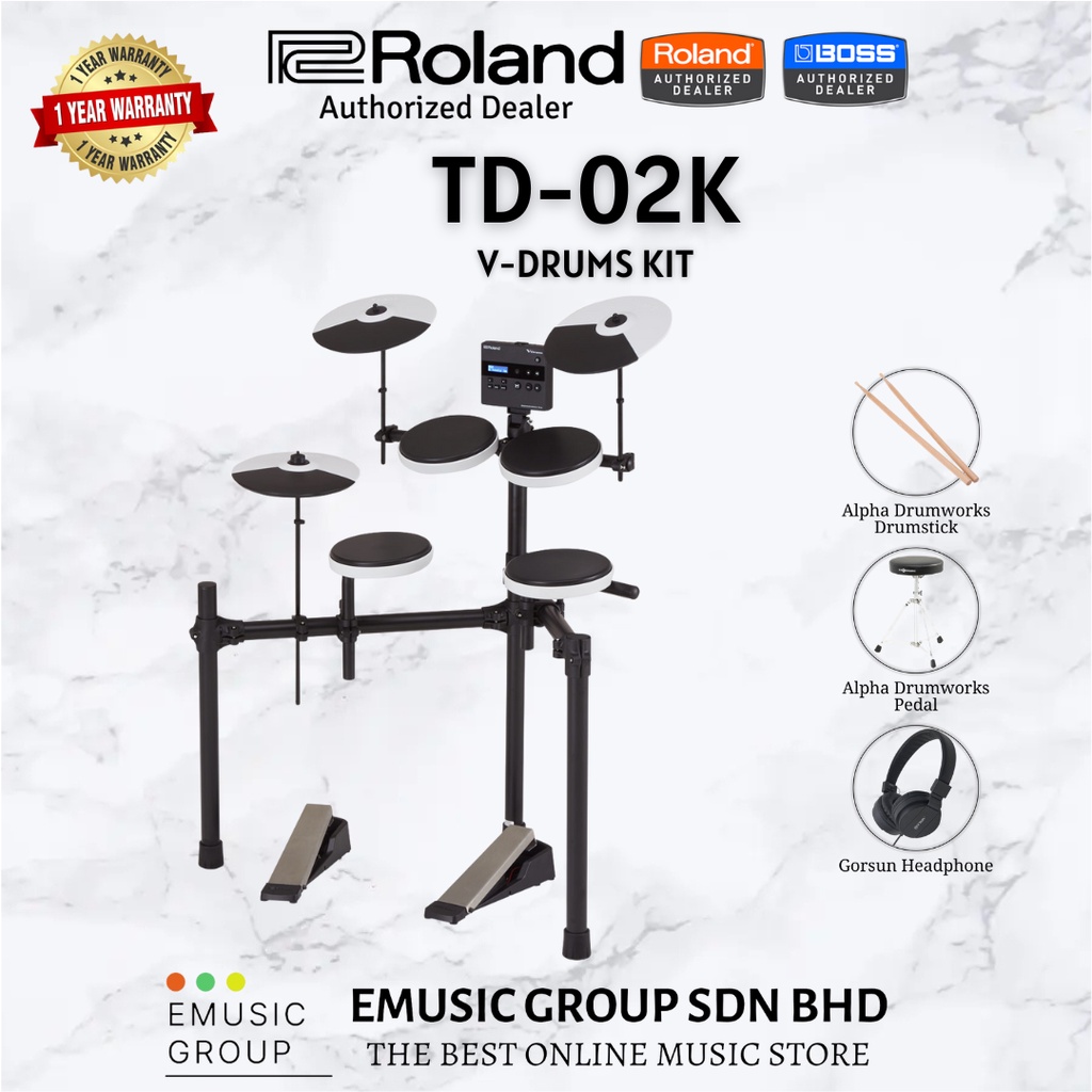 Roland TD-02K V-Drums Electronic Drum Kit Digital Drum (TD02K / TD02 K) | Shopee Malaysia