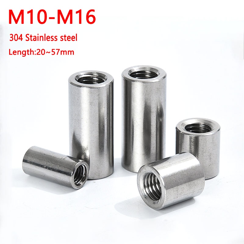 1Pcs M10 M12 M14 M16 304 Stainless Steel Extend Long Lengthen Round Coupling Nut Connector Joint ...