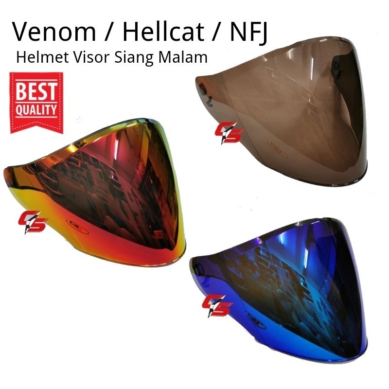 HELMET VISOR VENOM/ HELLCAT / NFJ OPEN FACE SIANG MALAM ORIGINAL Espada ...