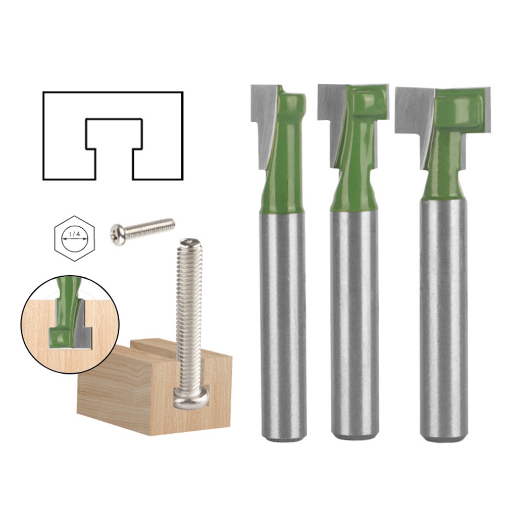 T-Slot Cutter Router Bit Set 6.35mm 6mm Hex Bolt Key Hole Bits T ...