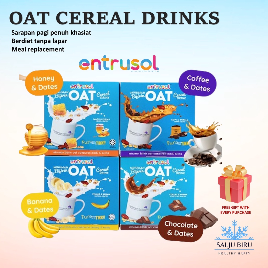 Entrusol Oat Cereal Drink (10 x 30g) - Halal Certified Oat Sedap dan ...