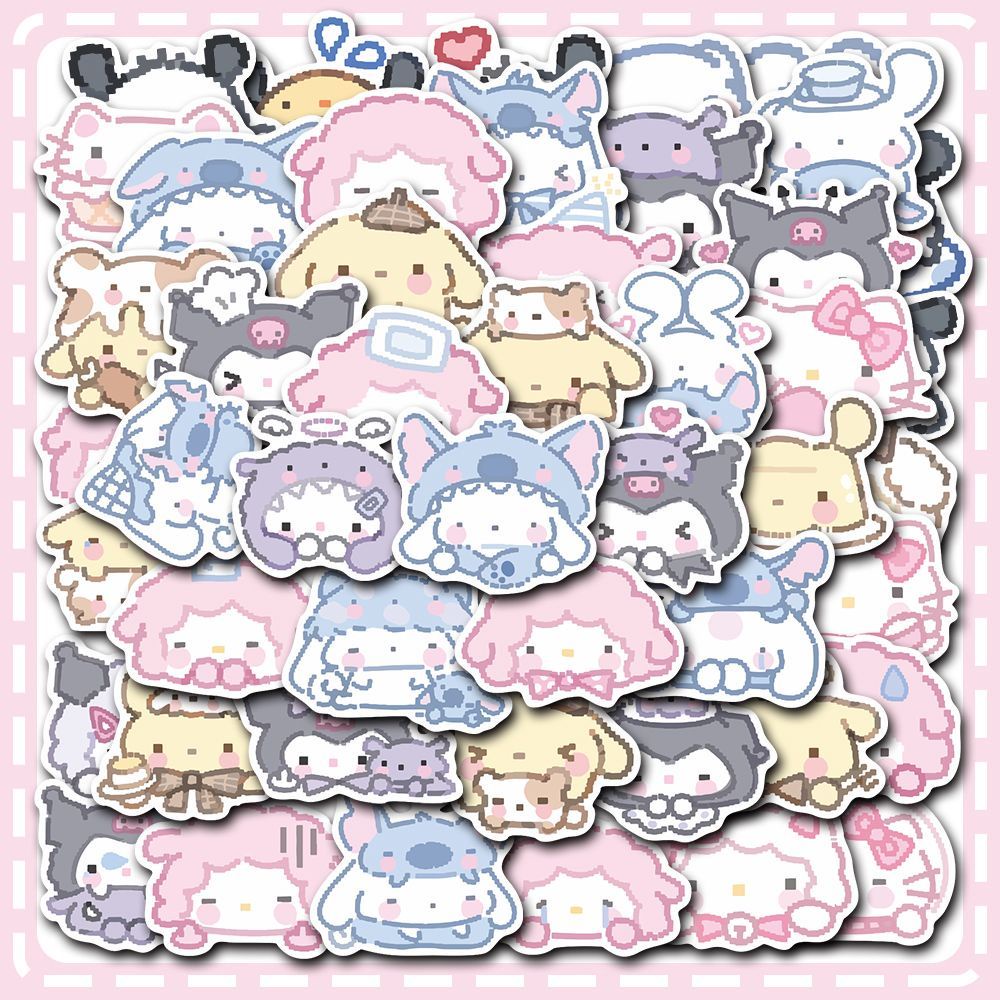 【Buy 50 One Pack】Sanrio Pixel Style Stickers Cartoon Cute Graffiti ...