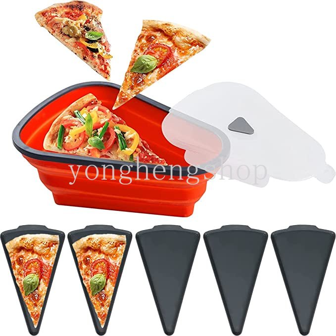 Portable Silicone Reusable Pizza Packing Box Foldable Triangular Pizza ...
