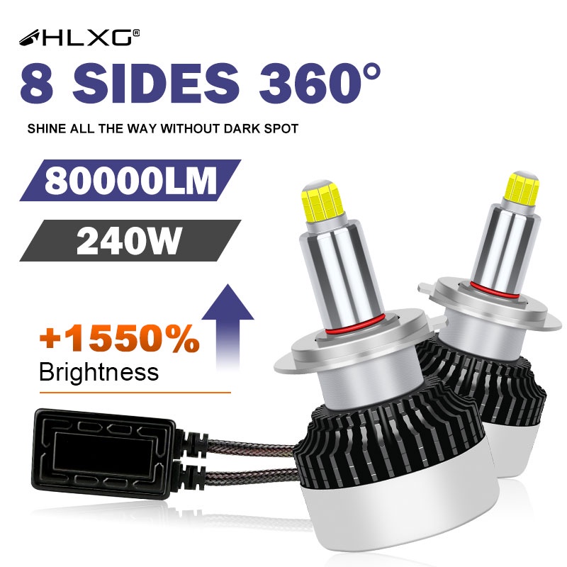 Super Bright 80000LM 360 Turbo CSP 9005 9006 HB3 HB4 H7 canbus 9012 Hir2 H8 h11 H1 LED Lights ...