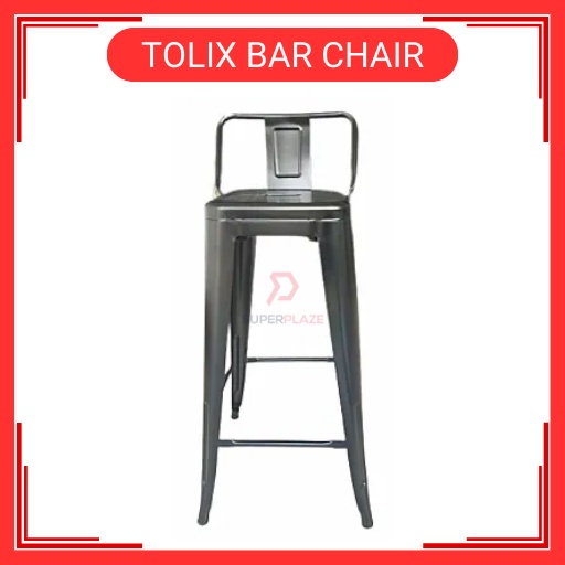 Kerusi tinggi Kerusi Besi Tolix Metal High Barstool With Backrest ...