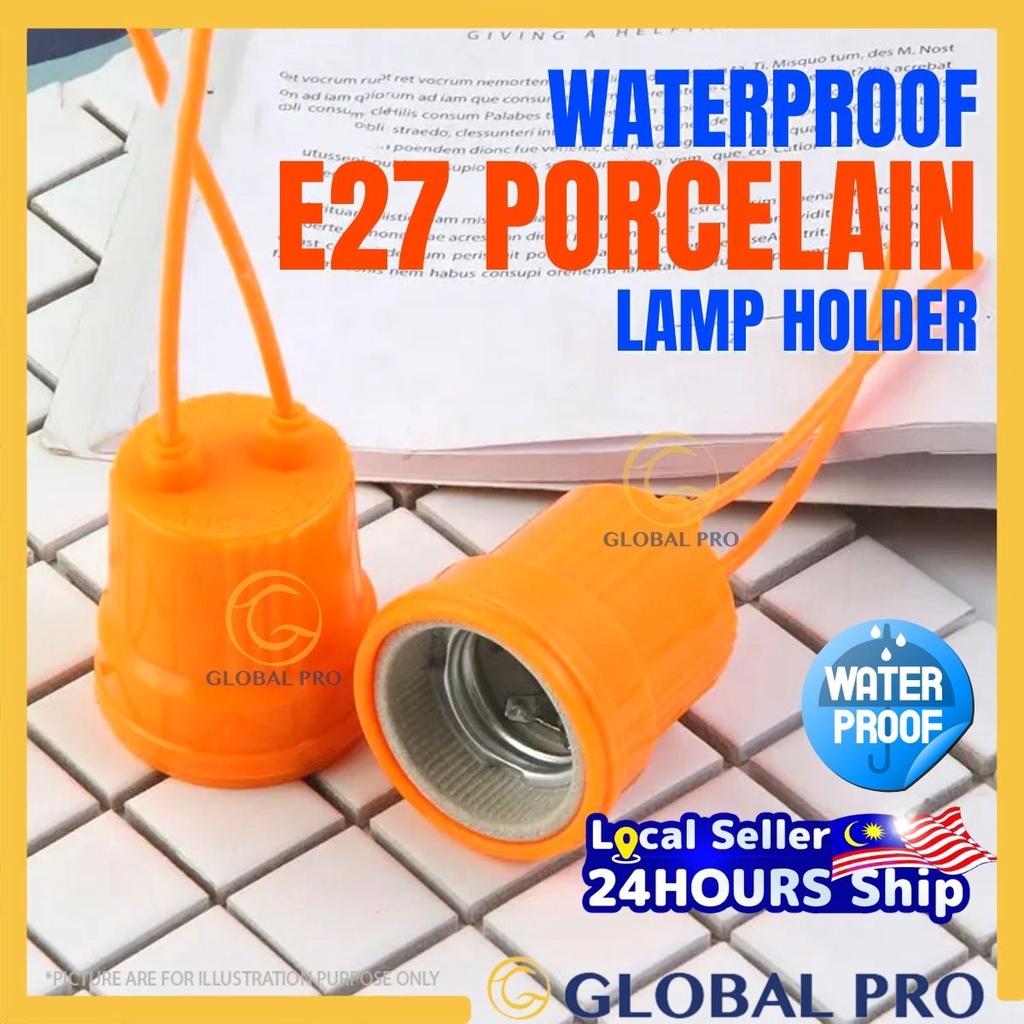 WATERPROOF E27 Ceramic Lamp Socket Porcelain Lamp Holder Outdoor Lamp ...