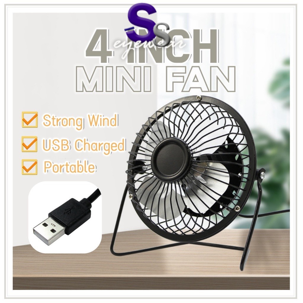 Portable 4 Inch Mini USB Metal Fan Desk Table Fan Super Cooling Silent ...