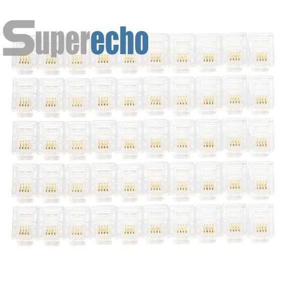 100X 4 Pin RJ11 RJ-11 6P4C Modular Telephone Phone Crystal Plug Connector WKP2 [superecho.my ...
