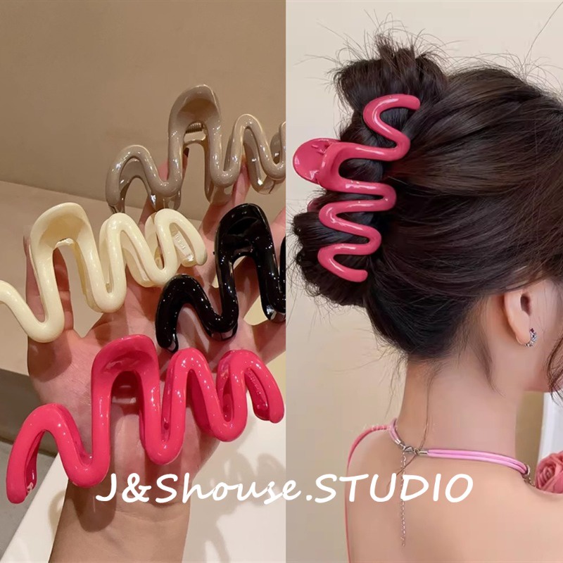 KF653 Korean summer bright candy color big wave shape hair claw clip ...