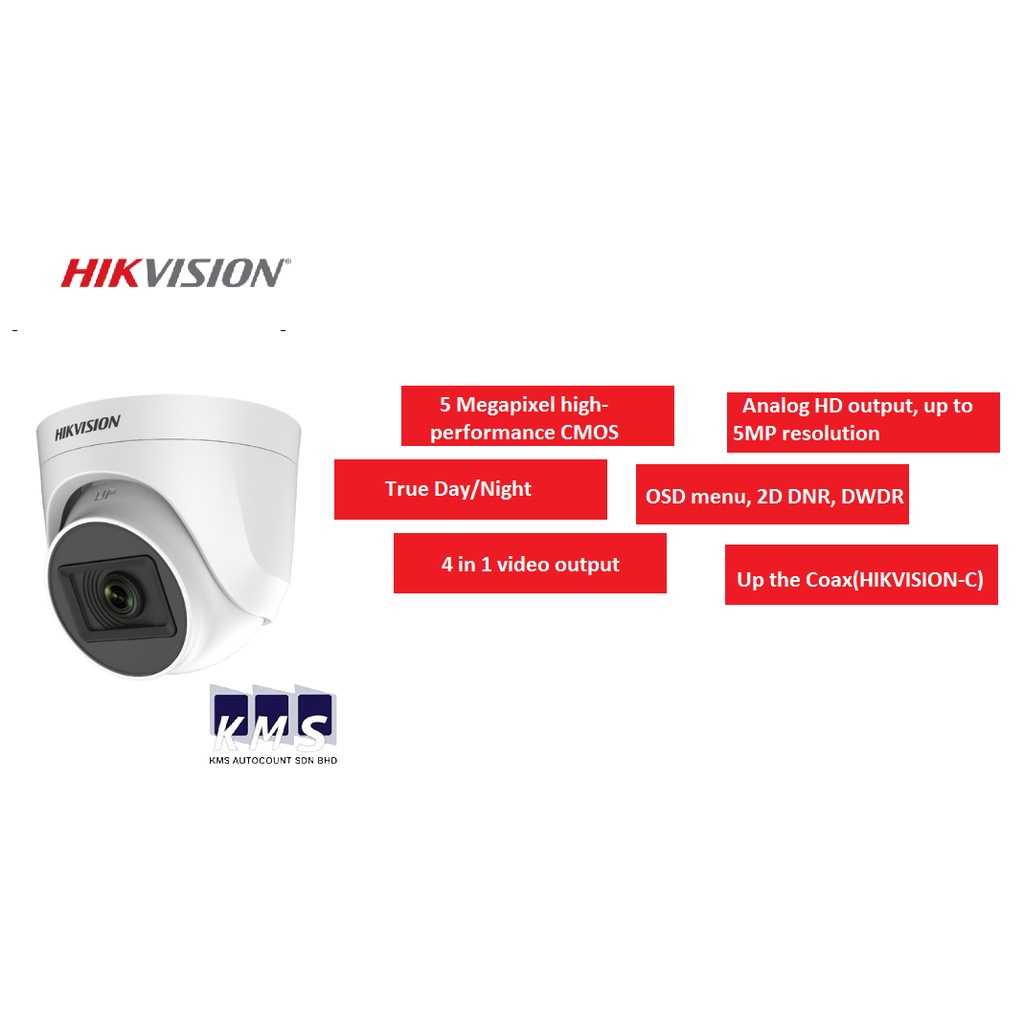 HIKVISION CCTV INDOOR DOME CAMERA DS-2CE76H0T-ITPF 5MP TURBO FULL HD 1920P 4IN1 | Shopee Malaysia