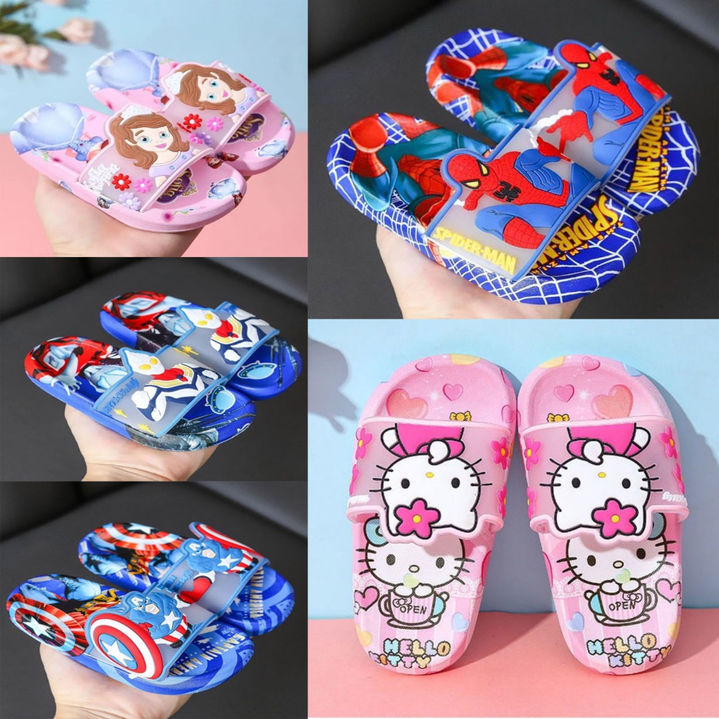 Girls men Anime character Cartoon Sliders Kids Cute Slippers sandals ...