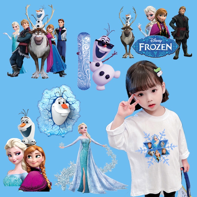 Disney Frozen Heat Transfer Stickers Elsa Anna Clothes DIY Decoration Vinyl Iron on Patches ...