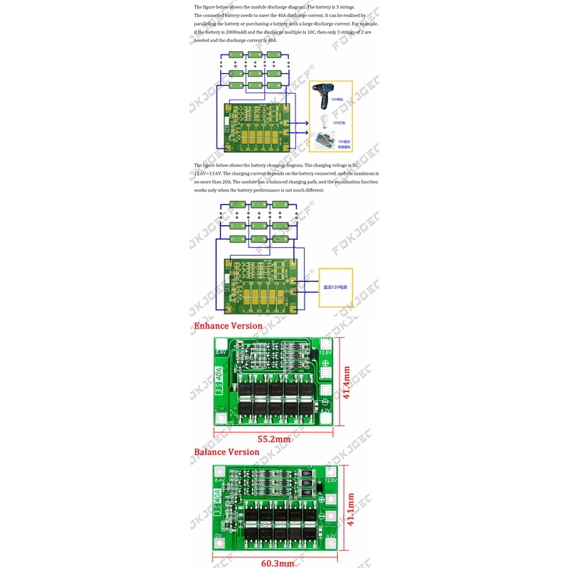 3S 6A 8A 10A 20A 25A 30A 40A 60A Li-ion Lithium Battery 18650 Charger ...