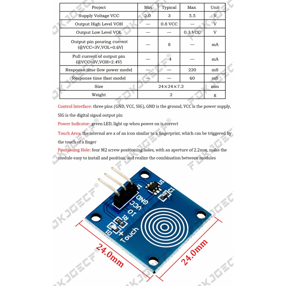 TTP223/TTP224/TTP226/TTP229 Jog Digital Touch Switch Sensor Digital 1/4 ...