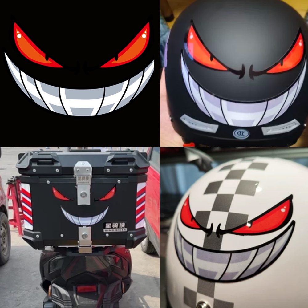 Reflective Demon Smiling Face Sticker Waterproof Vinyl Motorcycle ...
