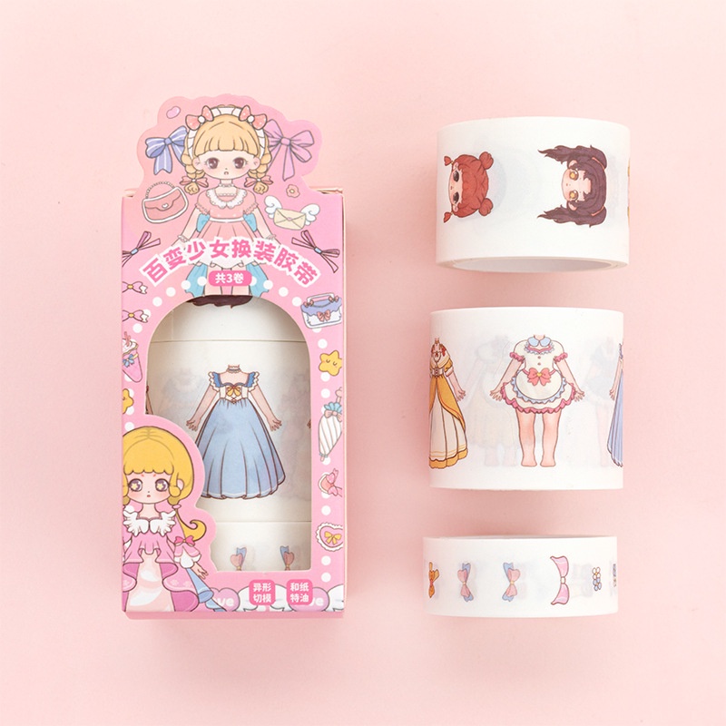 New Dress Up Tape Doll Series Cute Girl Handbook Cartoon Decoration ...