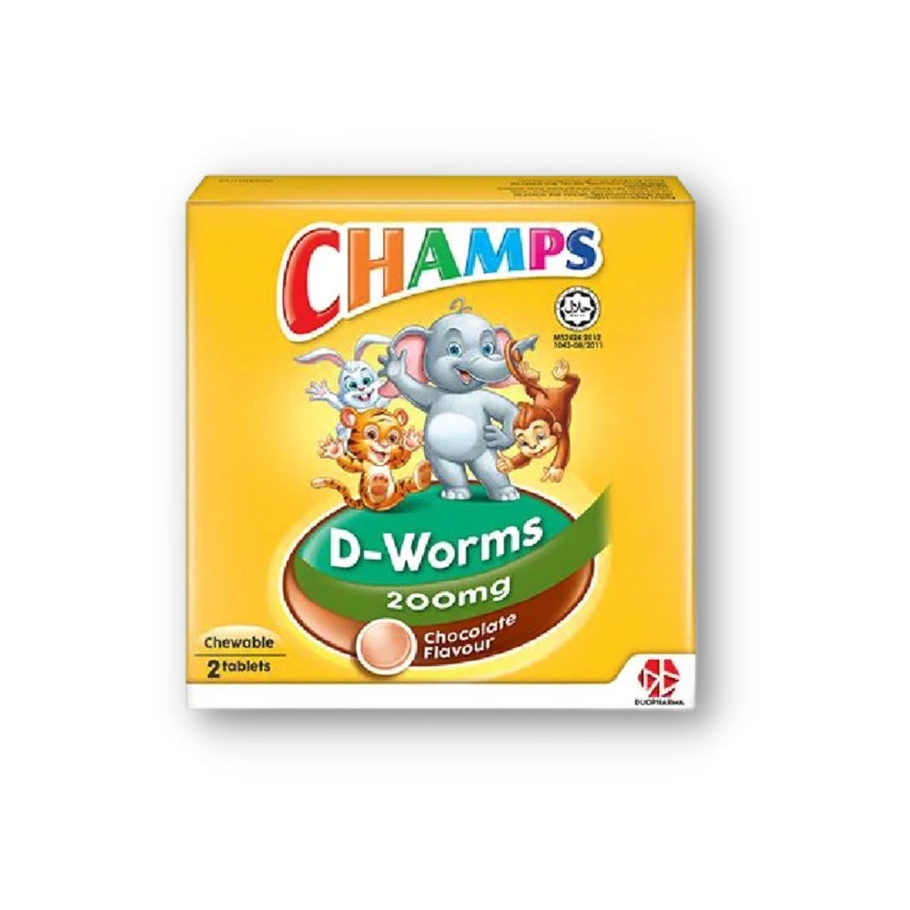 Champs D-Worms 200mg 2's | Shopee Malaysia