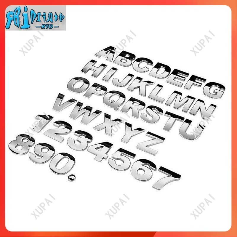 RTO OM 1 pc 25mm Silver Metal DIY 3D Alphabet Letter Digital Number Car ...