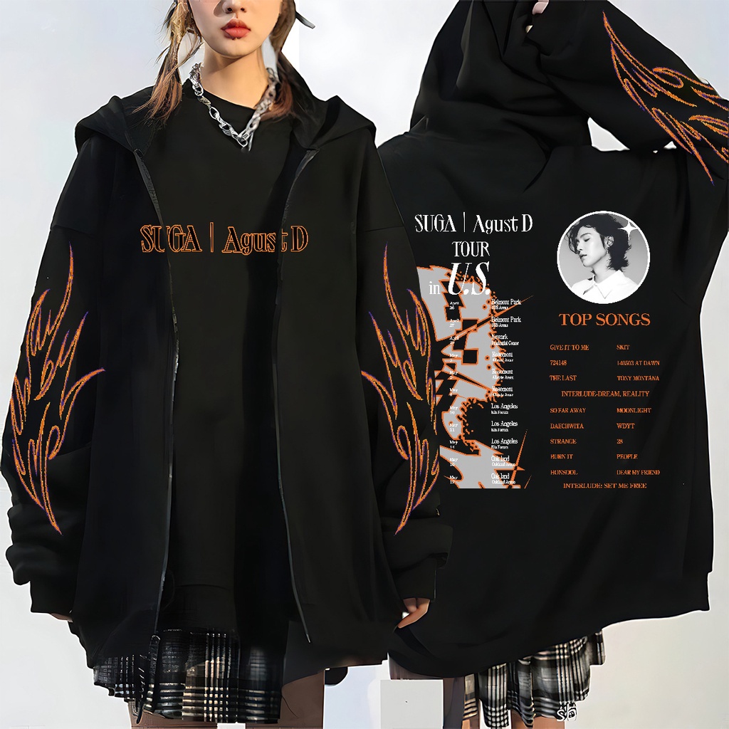 KPOP Bangtan Boys SUGA AGUST D D-DAY TOUR MERCH Men/Women Zip Hoodie ...